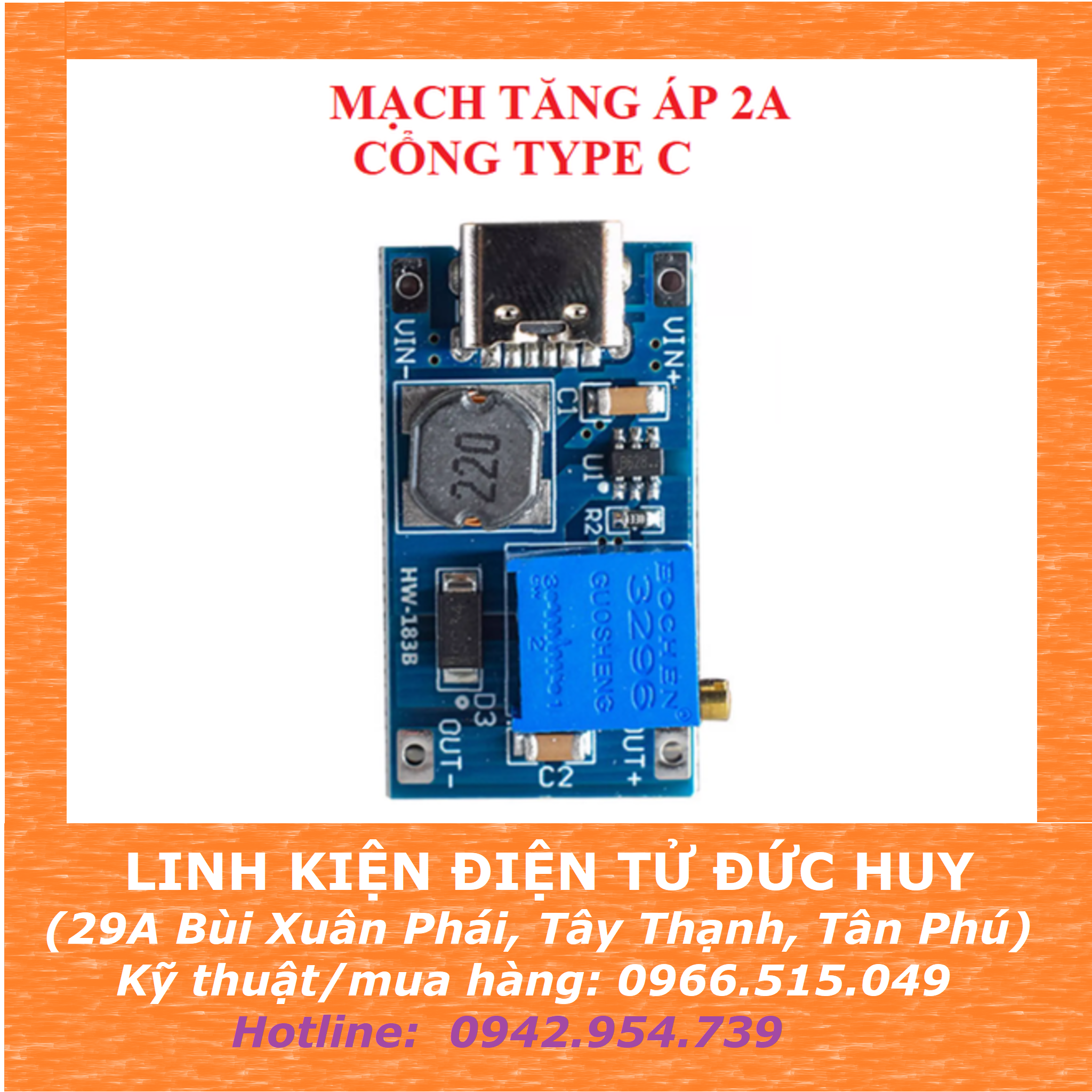 MẠCH TĂNG ÁP 2A, TYPE C – LINH KIỆN ĐIỆN TỬ ĐỨC HUY (29A BÙI XUÂN PHÁI)