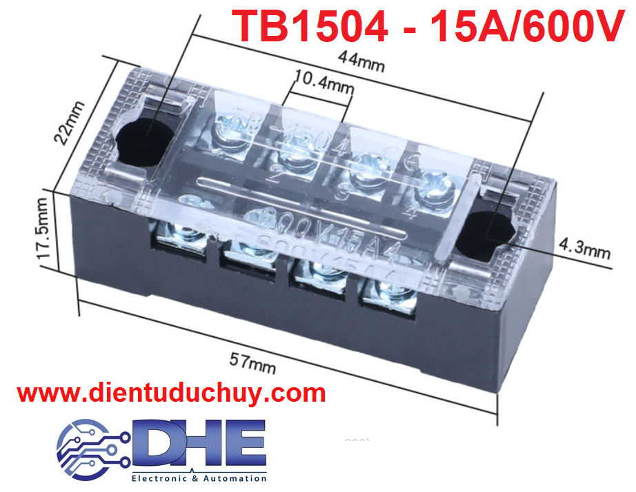TERMINAL BLOCK TB1504, 15 AMPE/600V (4 CỌC) – LINH KIỆN ĐIỆN TỬ ĐỨC HUY ...