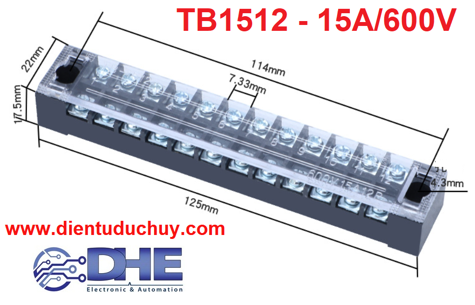Terminal block TB1512 - 15A/600V (12 cọc) – LINH KIỆN ĐIỆN TỬ ĐỨC HUY ...
