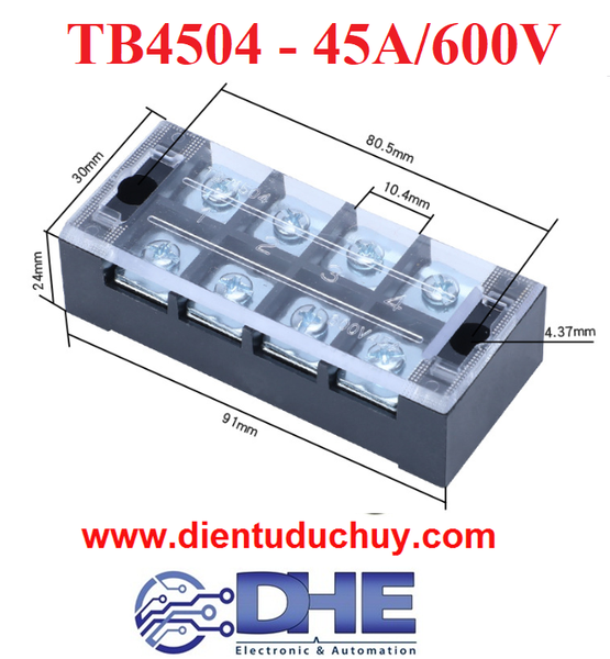 Cầu đấu dây Terminal block TB4504 - 45A/600V (4 cọc) – LINH KIỆN ĐIỆN TỬ ĐỨC HUY (29A BÙI XUÂN PHÁI)
