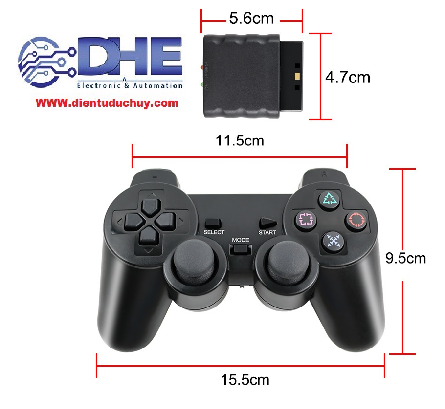BỘ TAY CẦM ĐIỀU KHIỂN TỪ XA PS2 2.4GHz CHO ARDUINO ( BAO GỒM TX VÀ RX ...