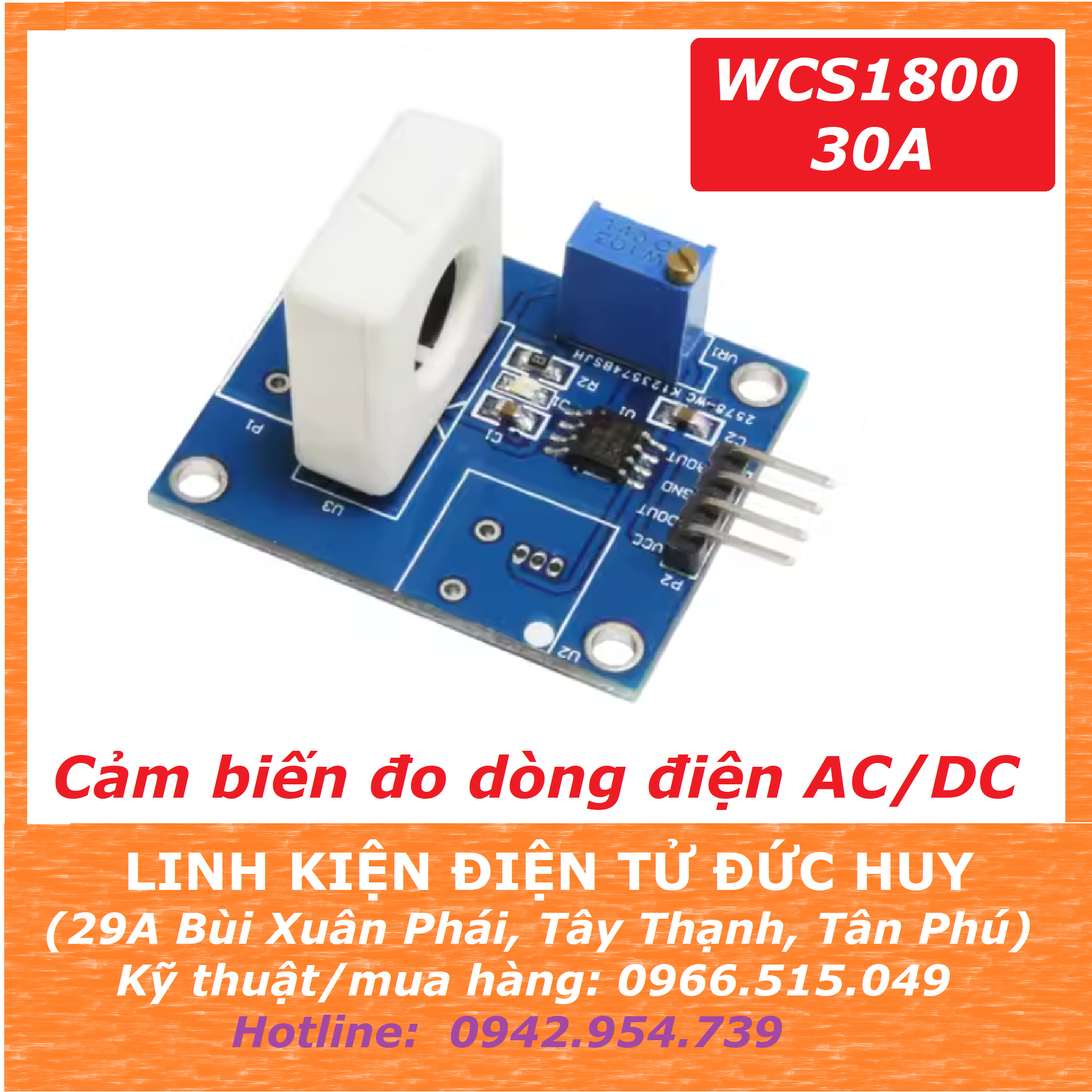 Cảm biến Hall current sensor đo dòng điện AC/DC WCS1800 35A – LINH KIỆN ...