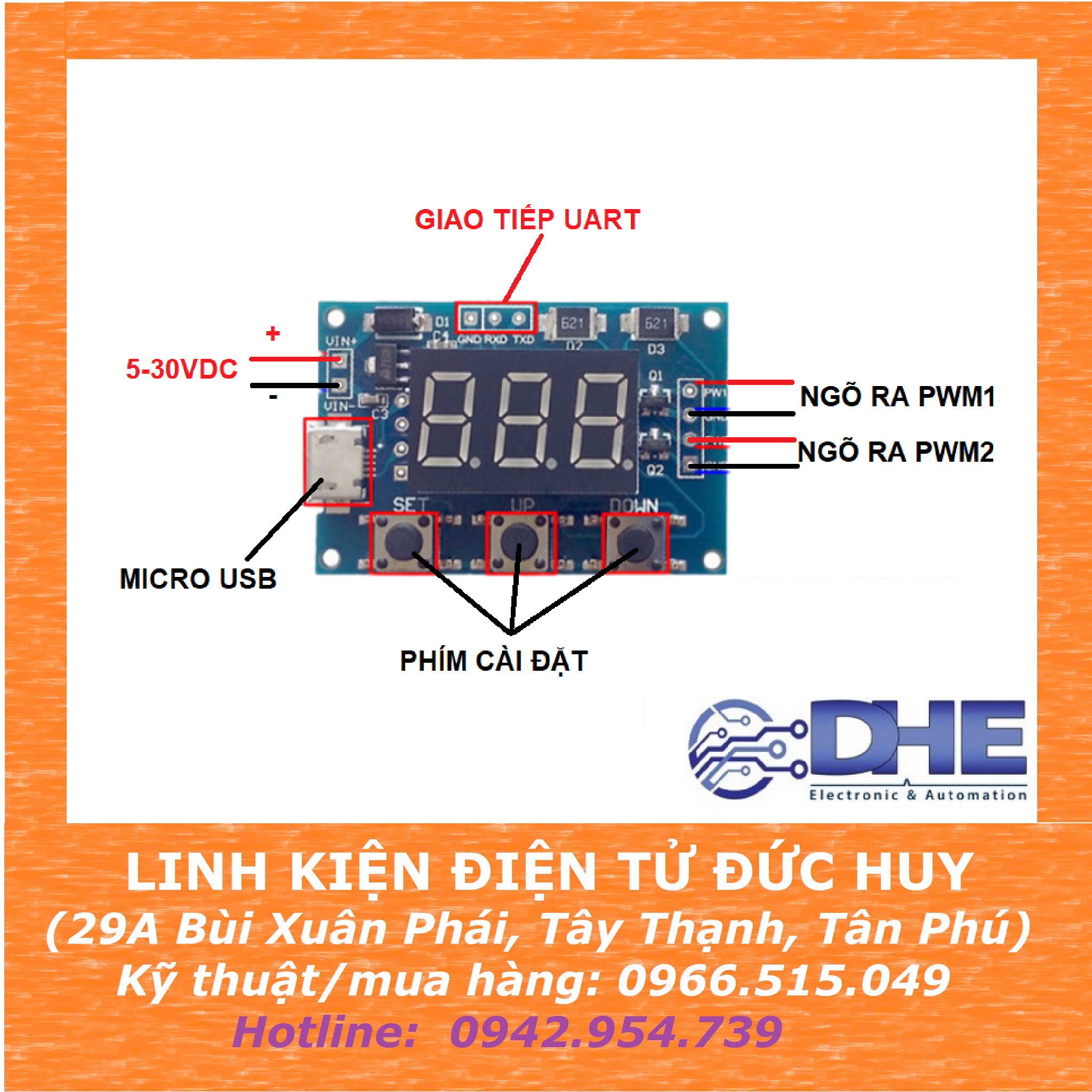 MẠCH PHÁT XUNG VUÔNG, XUNG PWM 1HZ-150KHZ – LINH KIỆN ĐIỆN TỬ ĐỨC HUY (29A BÙI XUÂN PHÁI)