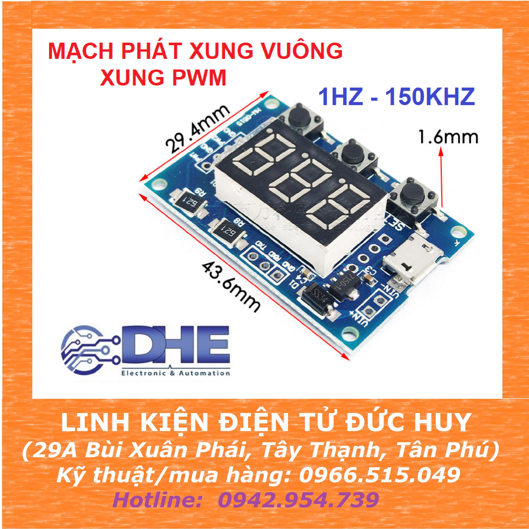 MẠCH PHÁT XUNG VUÔNG, XUNG PWM 1HZ-150KHZ – LINH KIỆN ĐIỆN TỬ ĐỨC HUY ...