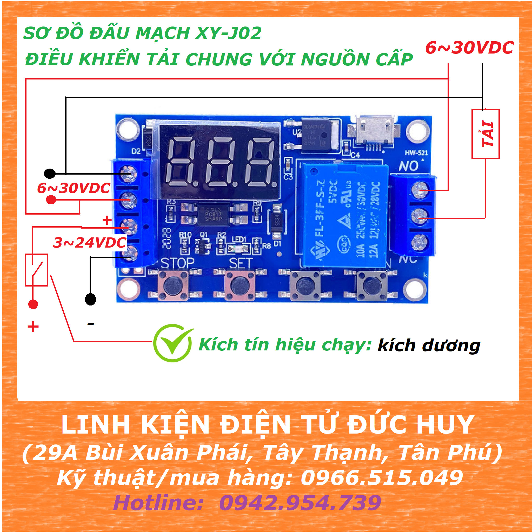 XY J02 mạch timer tạo trễ theo chu kỳ, 6~30vdc (0.1s - 999 phút) – LINH KIỆN ĐIỆN TỬ ĐỨC HUY ...