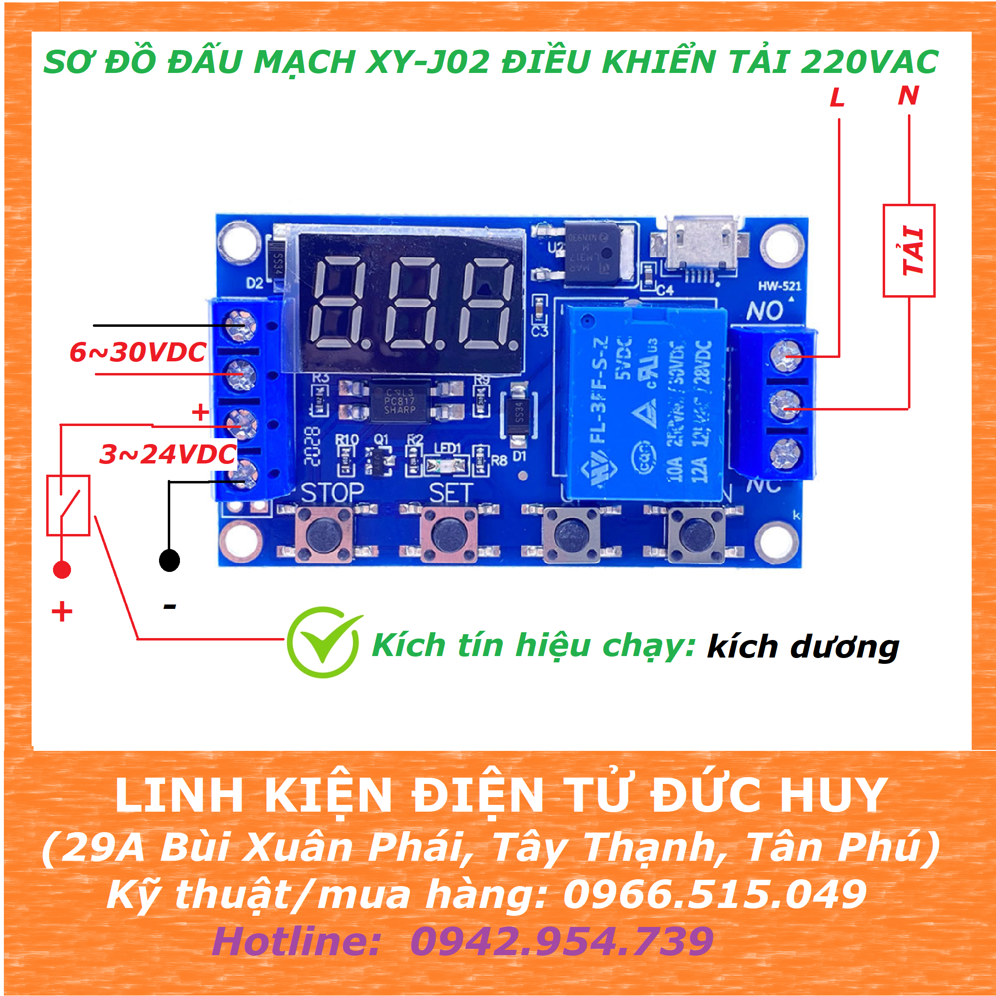 XY J02 mạch timer tạo trễ theo chu kỳ, 6~30vdc (0.1s - 999 phút) – LINH ...