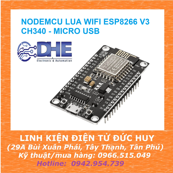 Nodemcu Lua Wifi Esp8266 V3 Ch340 Linh KiỆn ĐiỆn TỬ ĐỨc Huy 29a BÙi