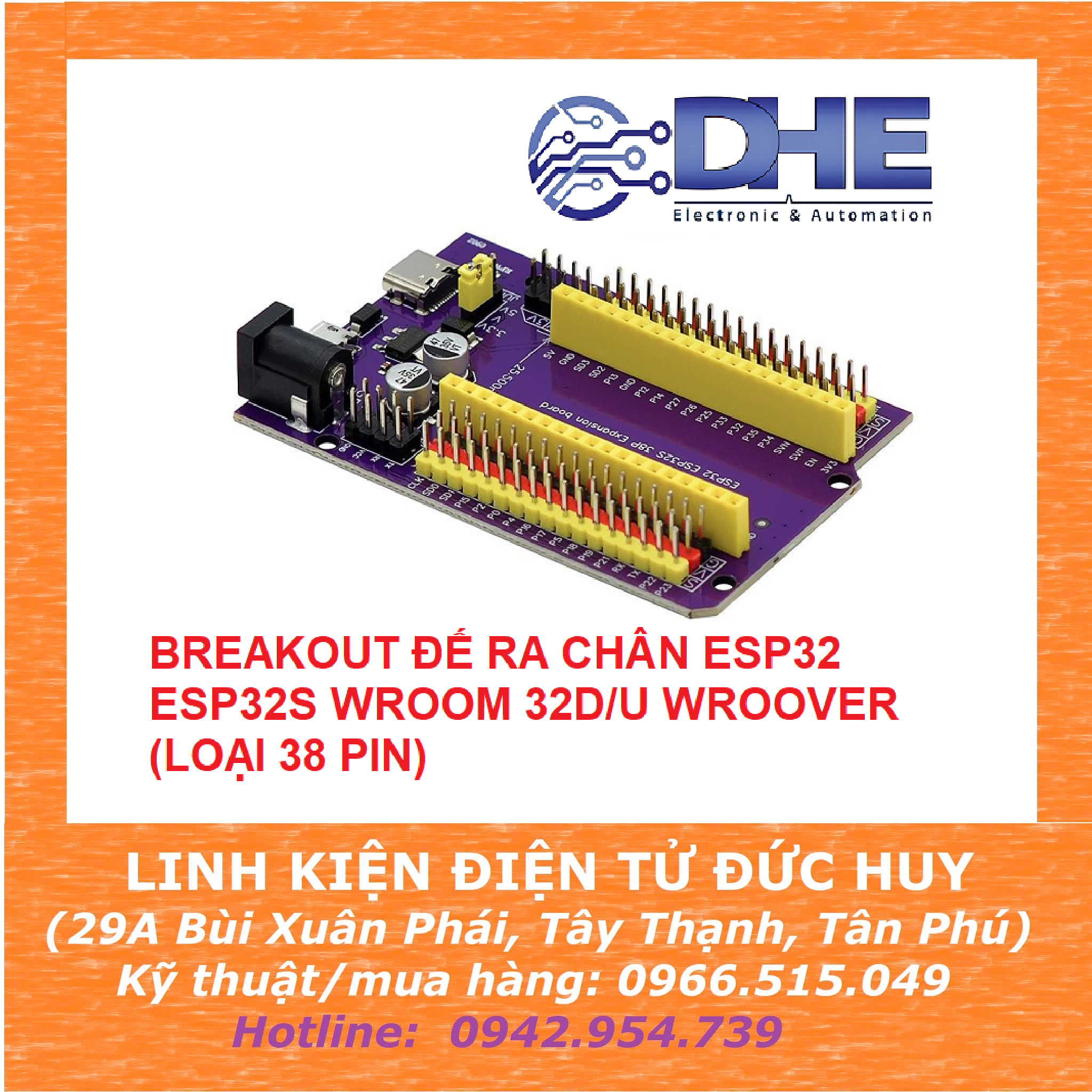 BREAKOUT ĐẾ RA CHÂN ESP32 ESP32S WROOM 32D/U WROOVER (LOẠI 38 PIN ...