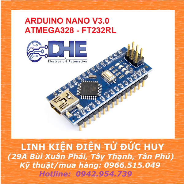 ARDUINO Nano V3.0 ATMEGA328 - FT232RL (Hàn chân sẵn) – LINH KIỆN ĐIỆN TỬ ĐỨC HUY (29A BÙI XUÂN PHÁI)