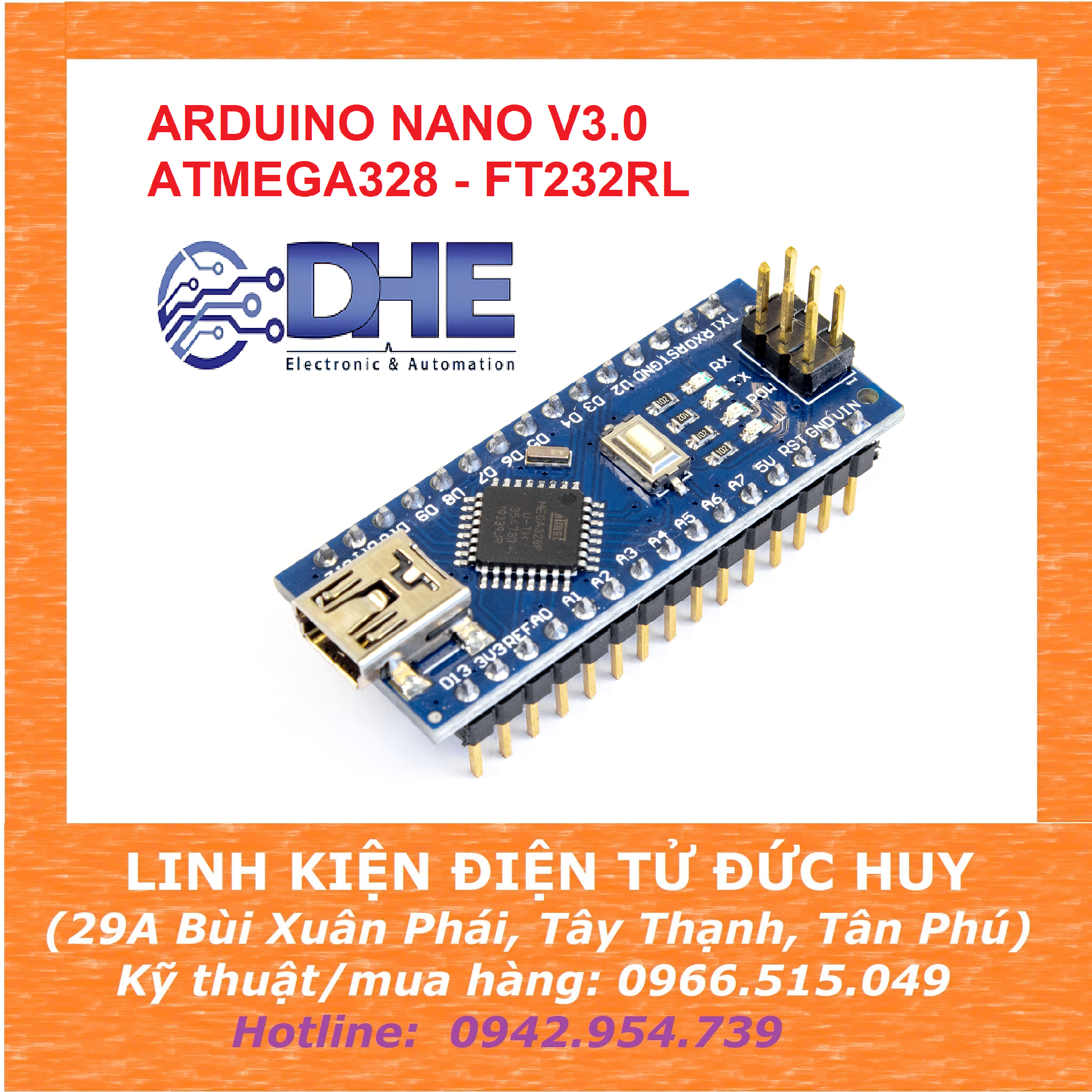 ARDUINO Nano V3.0 ATMEGA328 - FT232RL (Hàn chân sẵn) – LINH KIỆN ĐIỆN ...