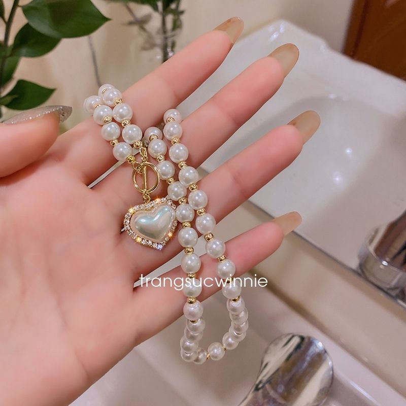 Dây chuyền ngọc trai tim OT – Winnie Accessories
