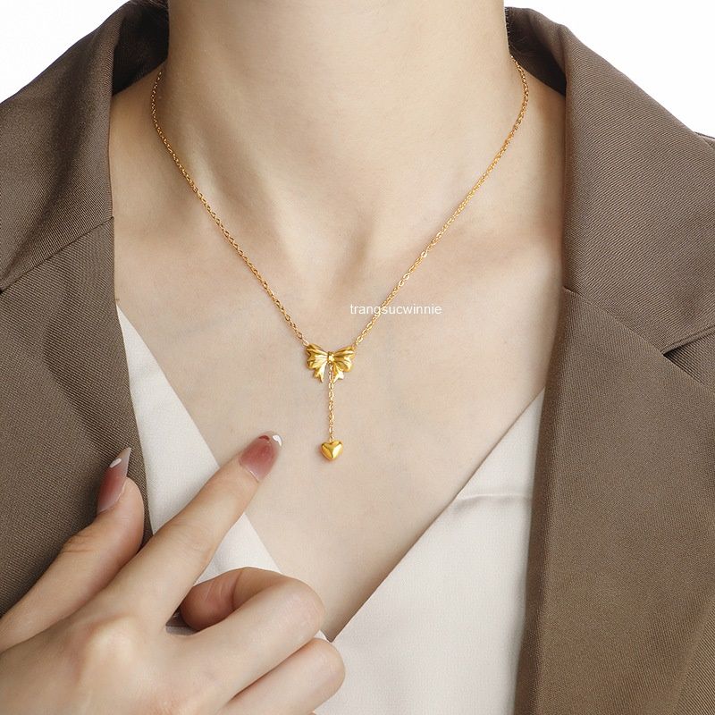 Dây chuyền Nơ tim dây – Winnie Accessories