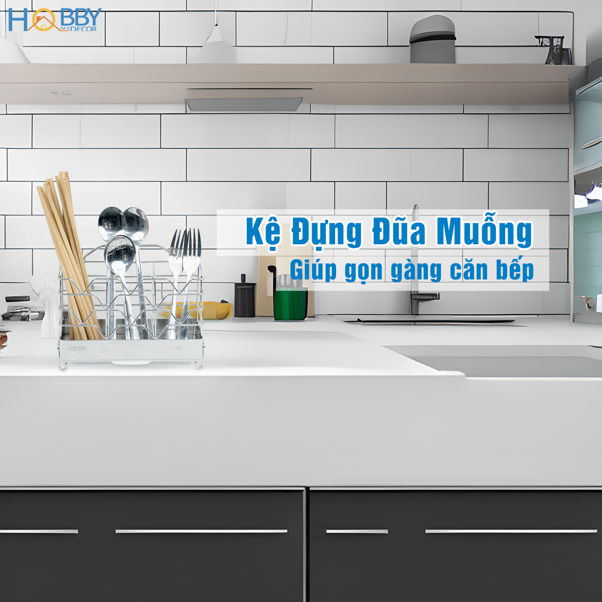Kệ để đũa muỗng 3 ngăn Inox 304 dán tường Hobby home decor DM06 - HOBBY ...