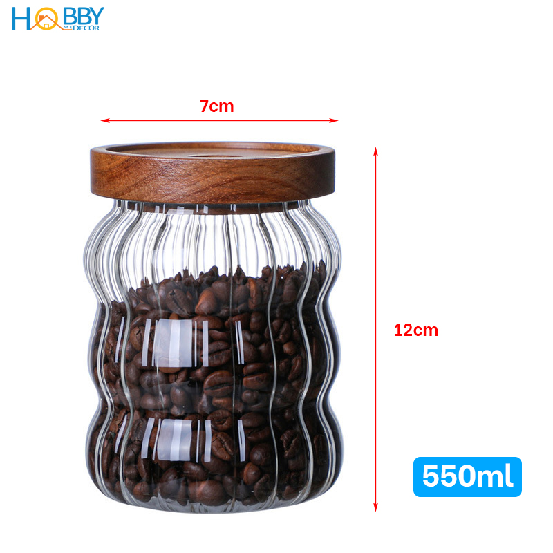 Hủ thủy tinh đựng hạt nắp gỗ kín Hobby home decor HUNG3 - 2 size tùy c ...