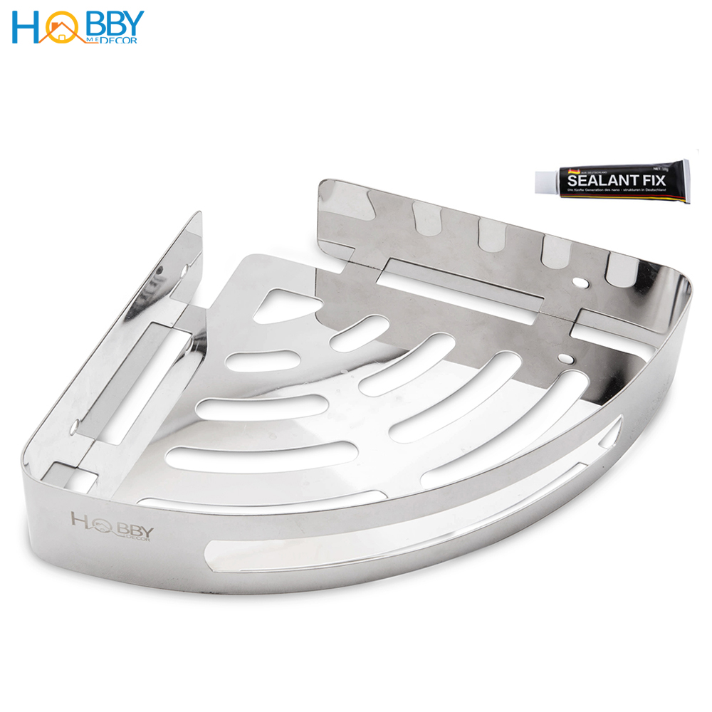 Kệ góc nhà tắm dán tường inox 304 bóng có keo dán Hobby Home Decor KG1 ...