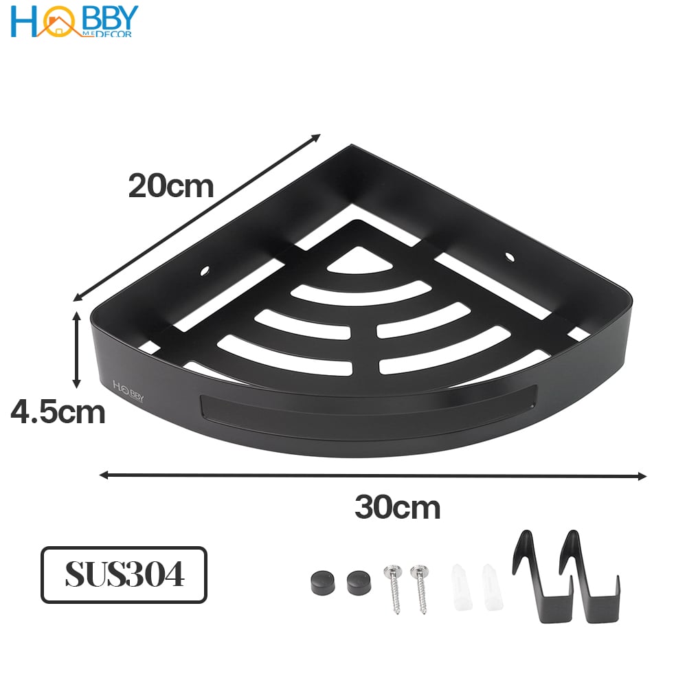 Kệ góc nhà tắm inox 304 sơn đen kèm keo dán Hobby Home Decor KG3 ...