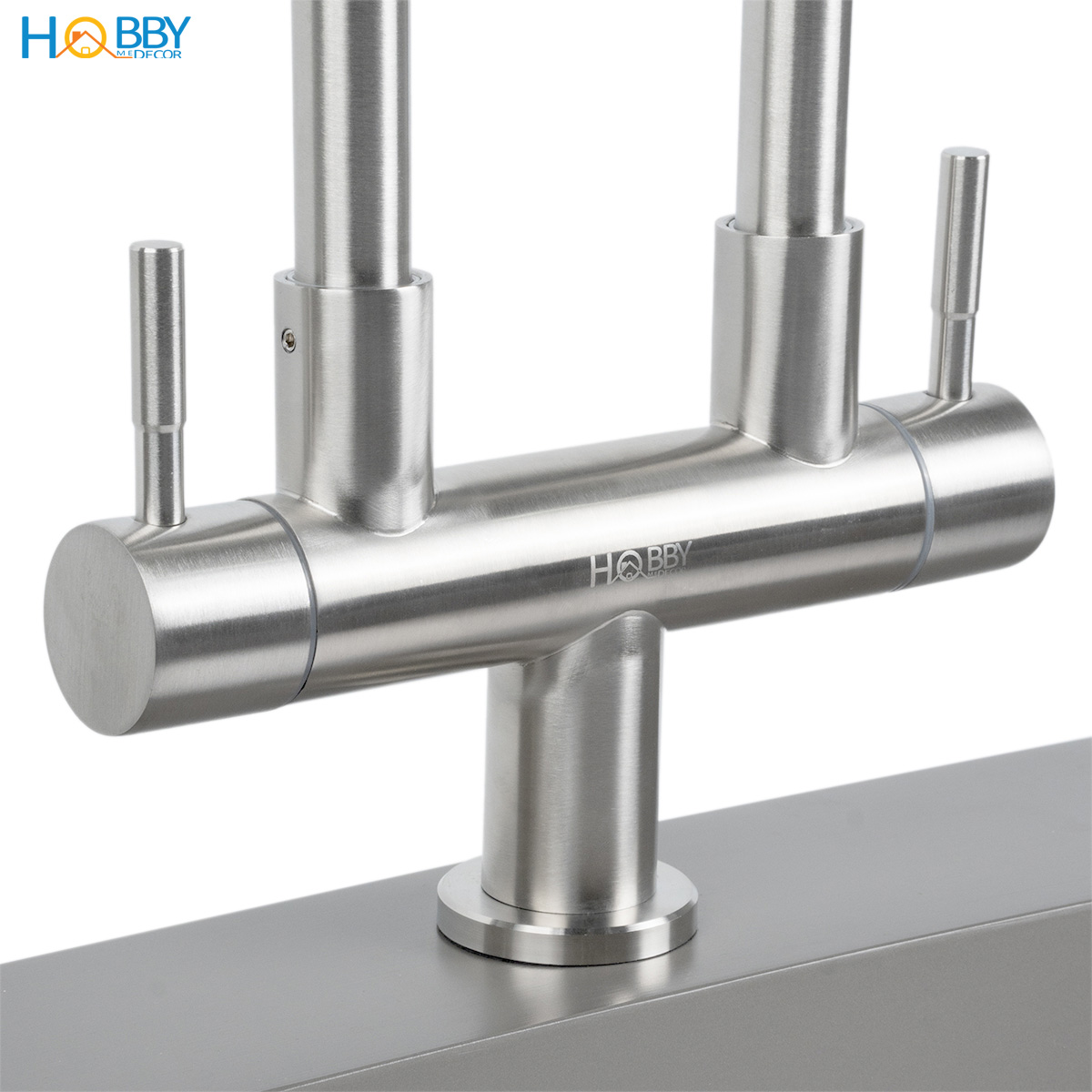 Vòi rửa chén 2 đầu tăng áp thân lò xo inox 304 Hobby home decor 2TA ...