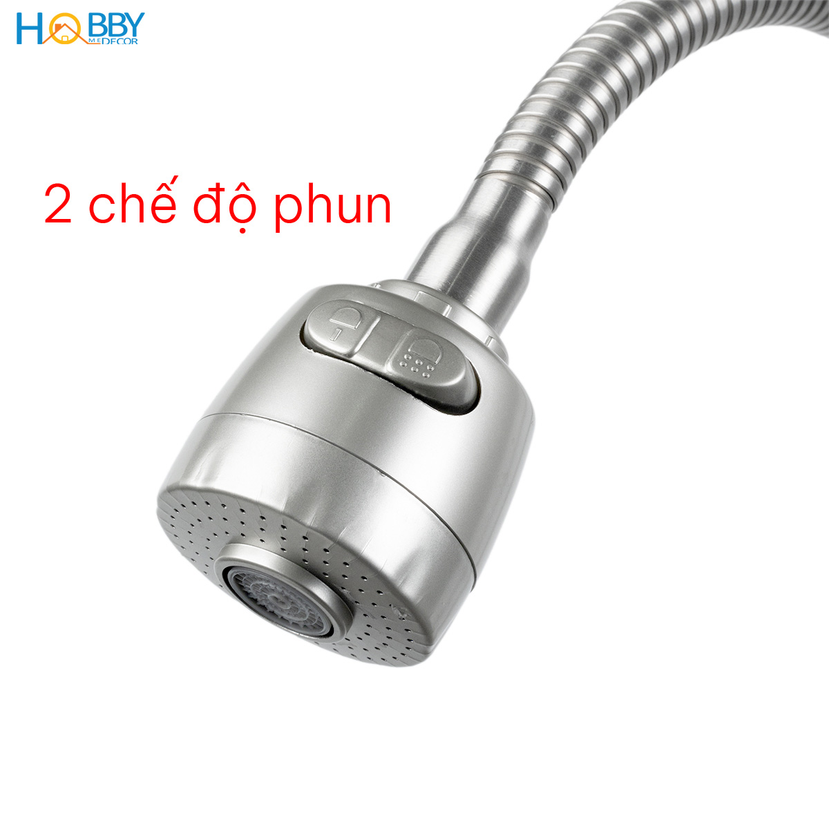 Vòi rửa chén 2 đầu tăng áp thân lò xo inox 304 Hobby home decor 2TA ...