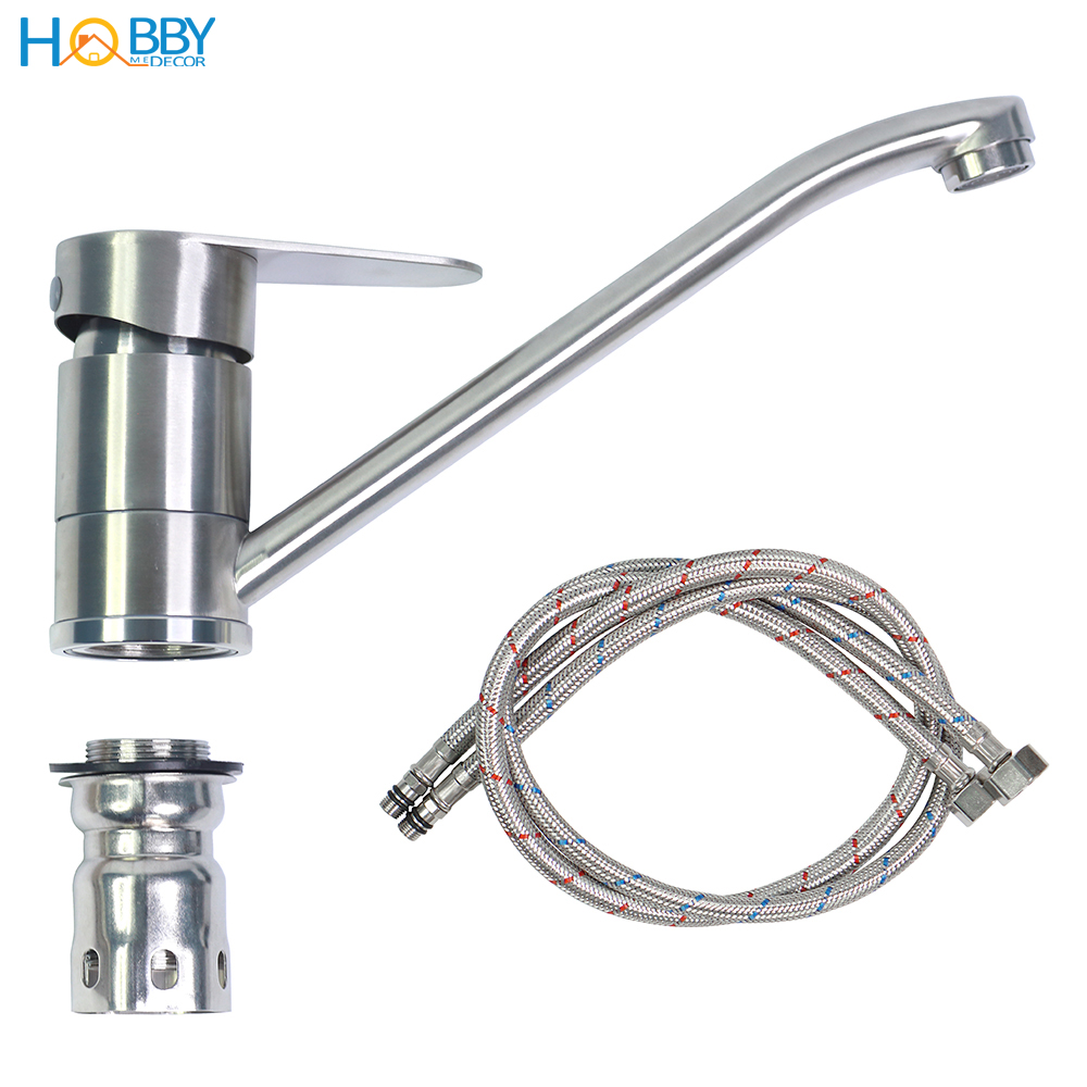 Vòi xả nước lavabo nóng lạnh thân dài Inox 304 Hobby Home Decor VRM3 - HOBBY HOME DECOR