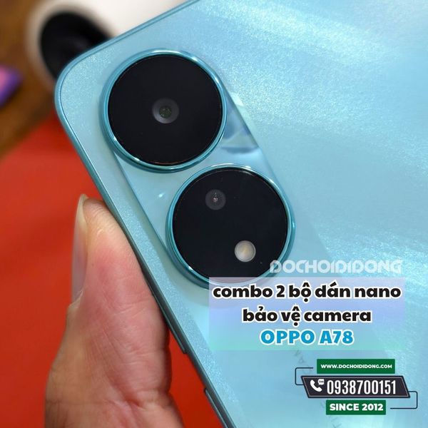Combo 2 bộ dán bảo vệ camera Oppo A78 tăng cường lực chống vỡ nguyên l ...