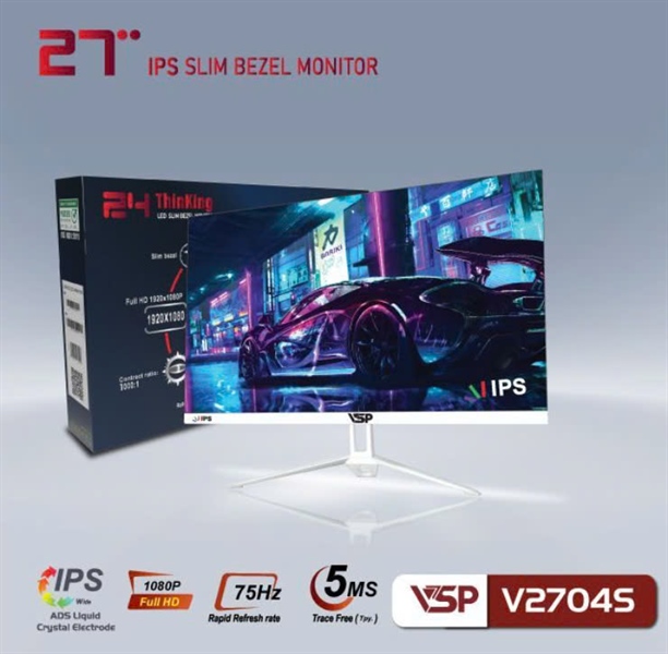 Màn hình LCD VSP 27 inch V2704S (75Hz, IPS, FHD, trắng) (VGA + HDMI)