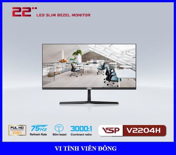 Màn hình LCD 22 inch VSP V2204H tràn viền (21.5 inch, Full HD, VA, 75H