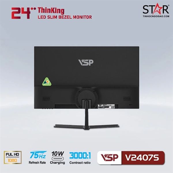 Màn hình VSP 24 inch V2407S tràn viền (VGA x1/HDMI x1/ Type-C x1 /SPK)