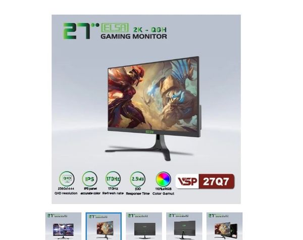 Màn hình Gaming VSP Elsa 27Q7 (27" / 2K / IPS / 170Hz / 2ms / Black)