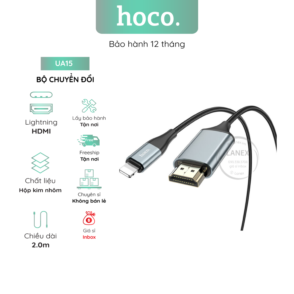 Bộ Chuyển Đổi Hoco Ua15 Cáp Hdmi Hợp Kim Nhôm Lightning Video 1080p Hd ...