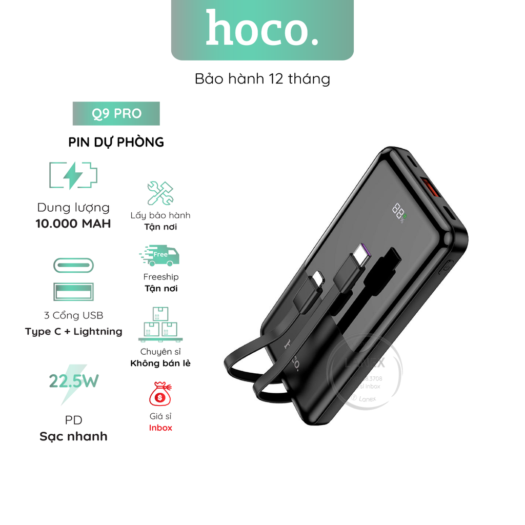Pin Dự Phòng Hoco Q9 Pro Polymer 1 Cổng Usb 1 Cổng Type C 1 Cổng Light ...