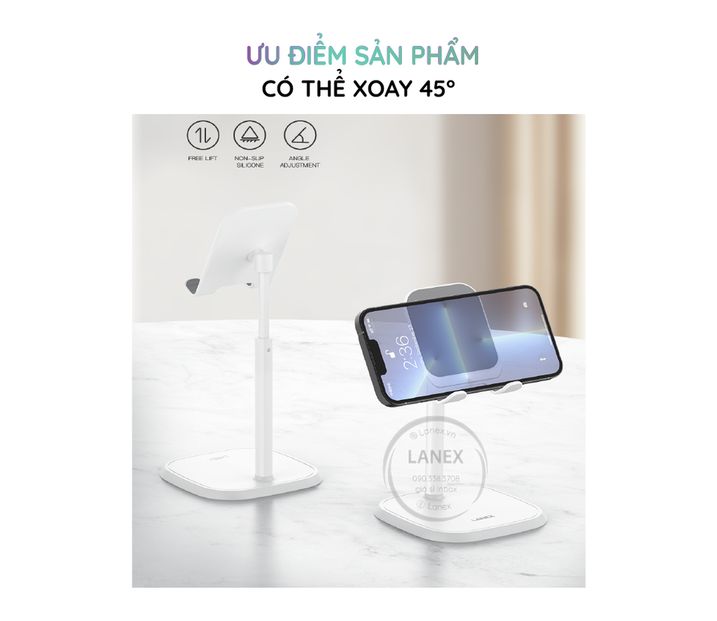 Giá Đỡ Điện Thoại Lanex Lz13 Để Bàn Nhựa Abs – Phụ Kiện Khai Nguyên