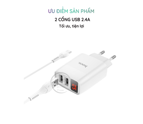 Bộ Sạc Nhanh Hoco C86 2 Cổng Usb Type C 2.4a Màn Hình Led – Phụ Kiện ...