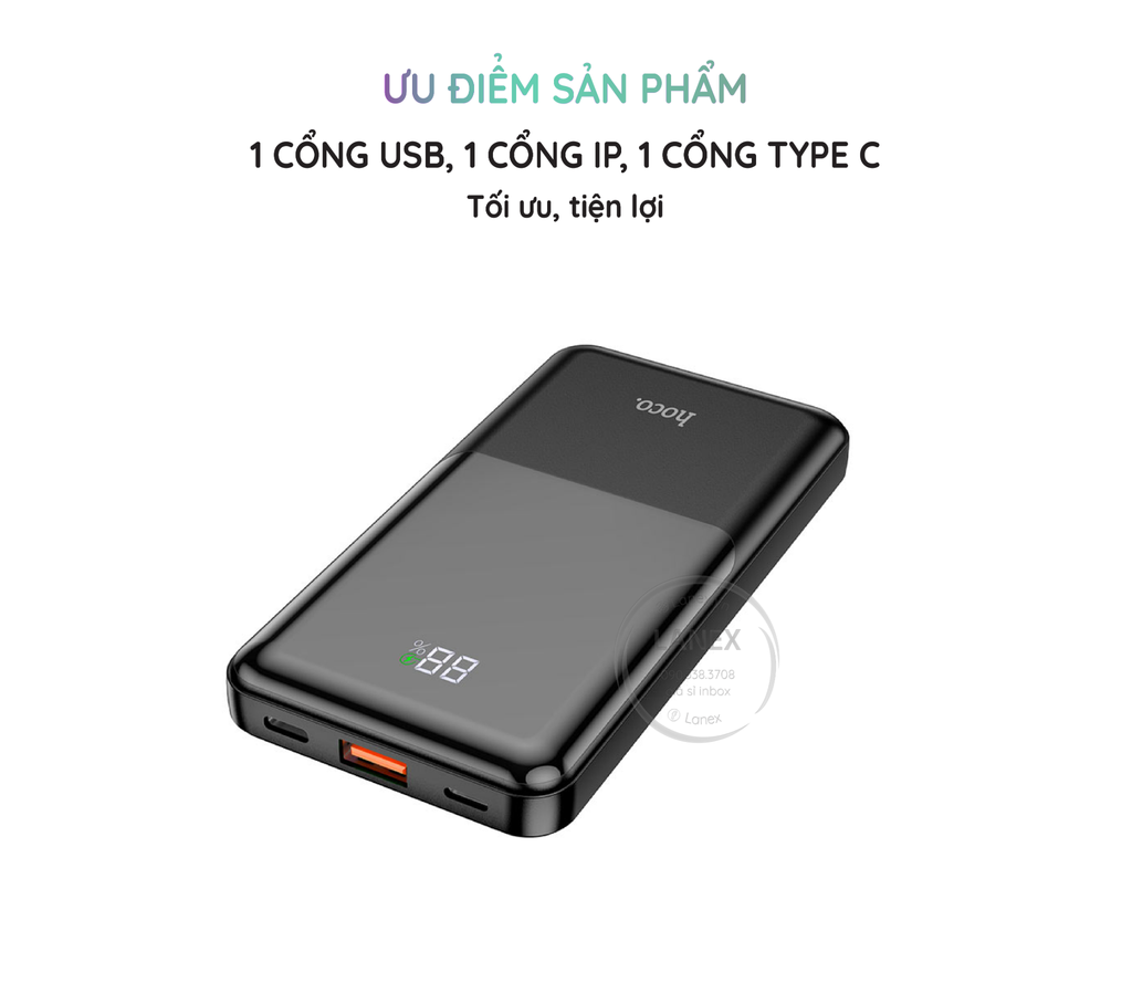 Pin Dự Phòng Hoco Q9 Pro Polymer 1 Cổng Usb 1 Cổng Type C 1 Cổng Light ...