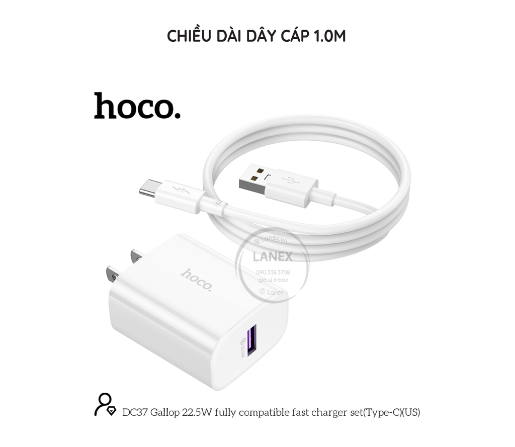 Bộ Sạc Nhanh Hoco Dc37 1 Cổng Usb Type C 22.5w Dài 1.0m – Phụ Kiện Khai ...