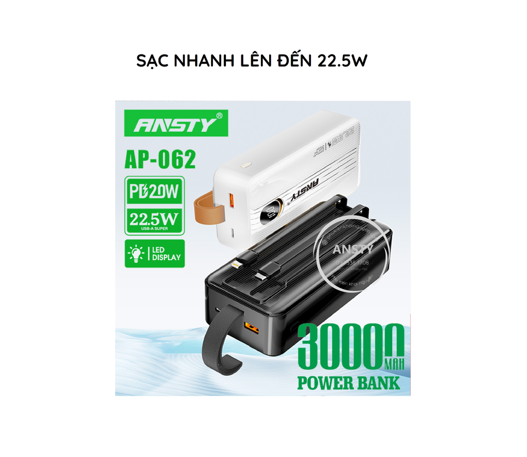 Pin Dự Phòng Ansty Ap - 062 Cáp 2 In 1 ( Type C Lightning ) 1 Type C 1 ...