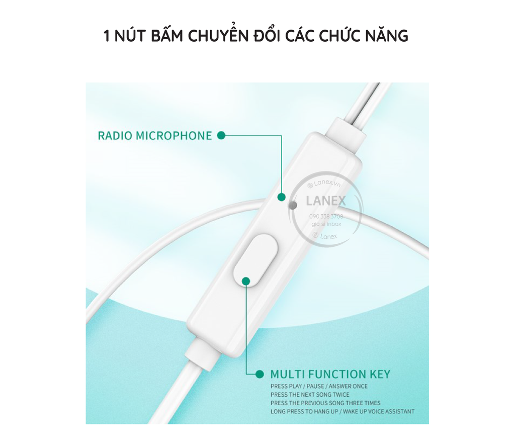 Tai Nghe Dây Lanex Le10 Tpe Jack 3.5mm Có Mic Dài 1.2m – Phụ Kiện Khai ...