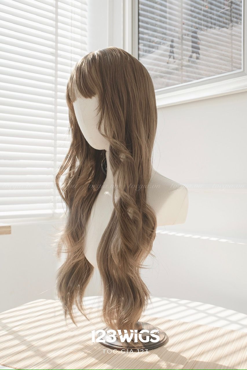 Tóc dài Xoăn gợn - Mái thưa - Màu nâu lạnh S1027 – TÓC GIẢ 123