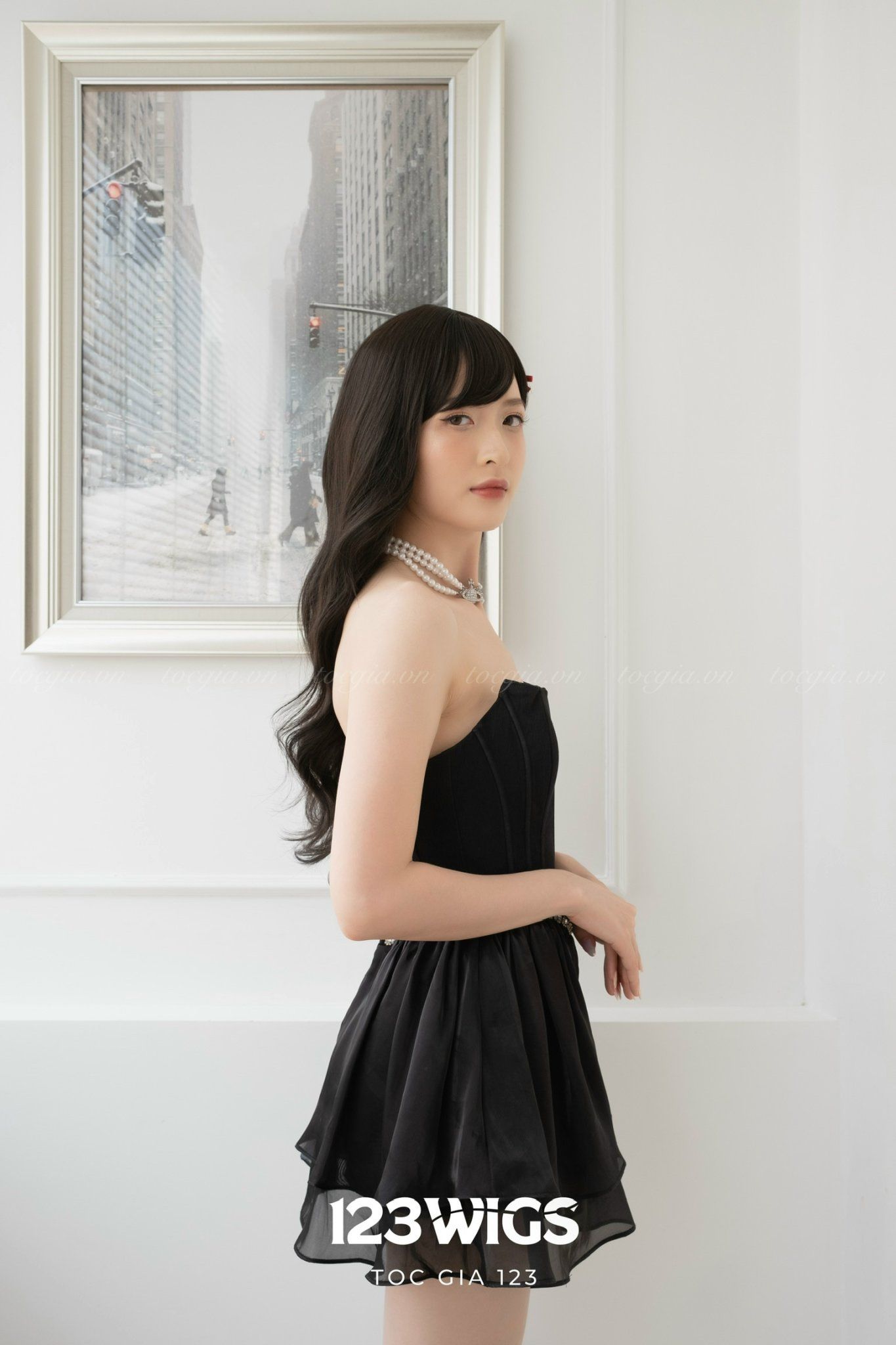 Tóc dài Xoăn gợn - Mái xéo S1030 – TÓC GIẢ 123