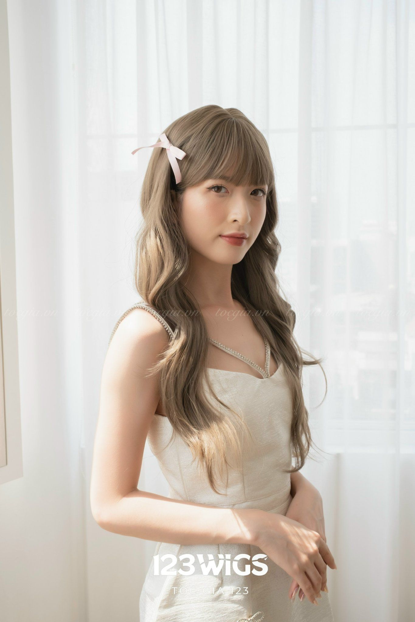 Tóc dài Xoăn gợn - Mái thưa S1027 – TÓC GIẢ 123