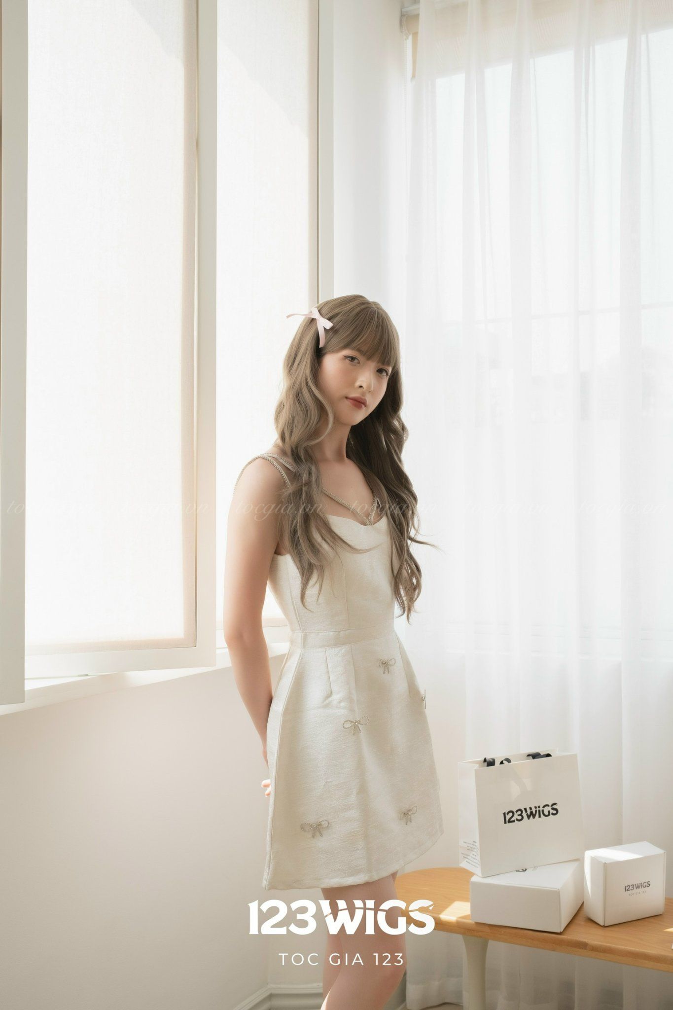 Tóc dài Xoăn gợn - Mái thưa S1027 – TÓC GIẢ 123