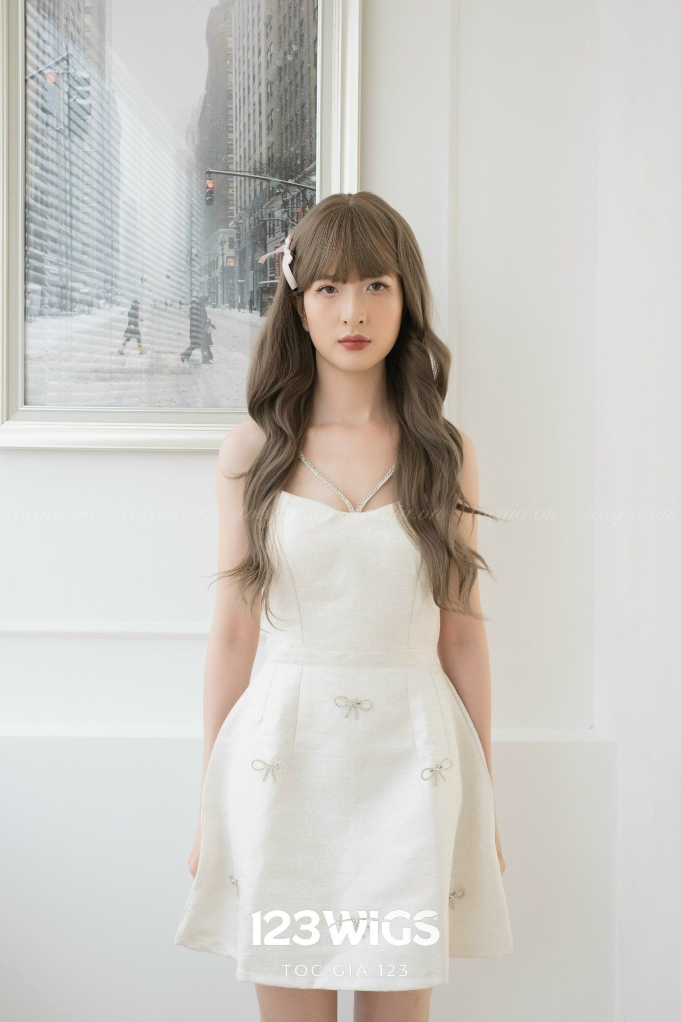 Tóc dài Xoăn gợn - Mái thưa S1027 – TÓC GIẢ 123