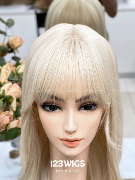 Tóc dài Xoăn lơi - Mái thưa - Màu vàng tẩy S1032 – TÓC GIẢ 123