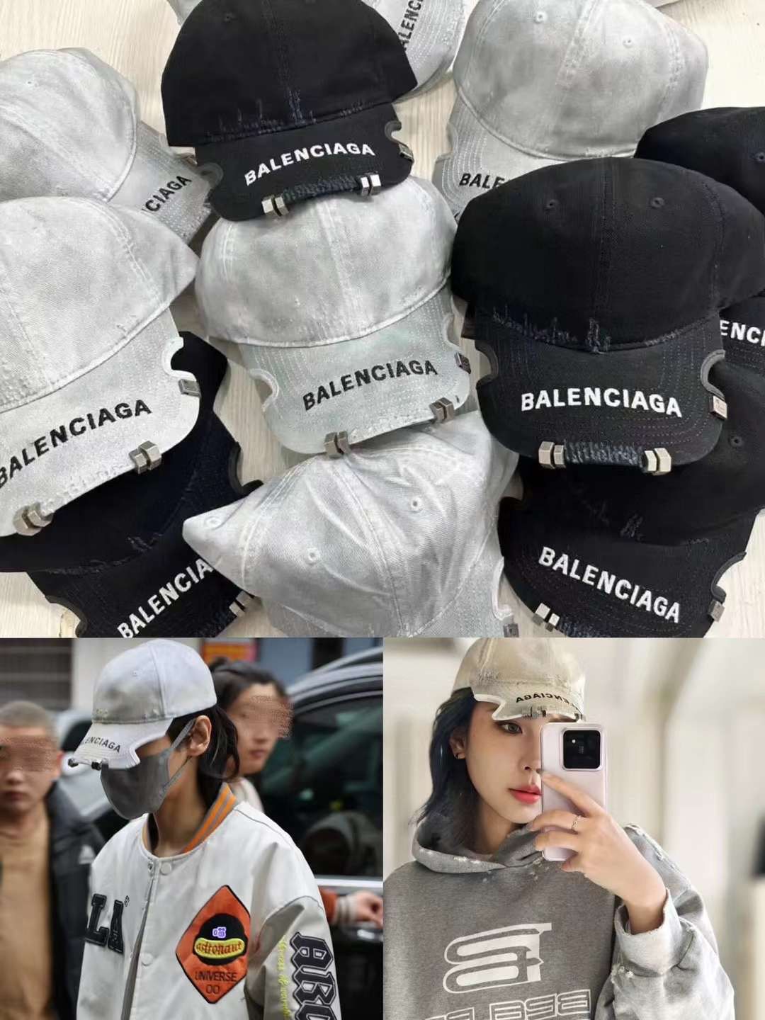 Mũ Balen Logo Stud Cut Out - White Grrey – EDDY