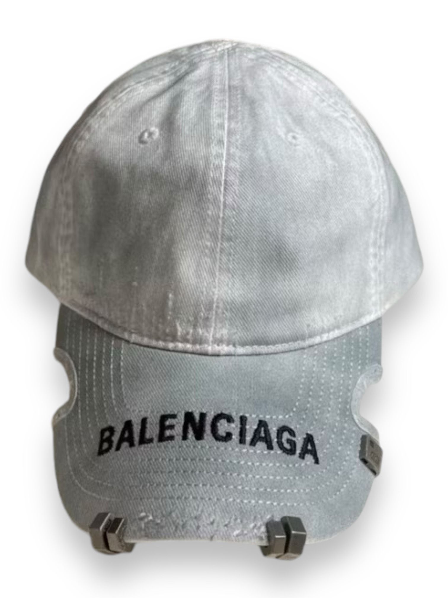 Mũ Balen Logo Stud Cut Out - White Grrey – EDDY