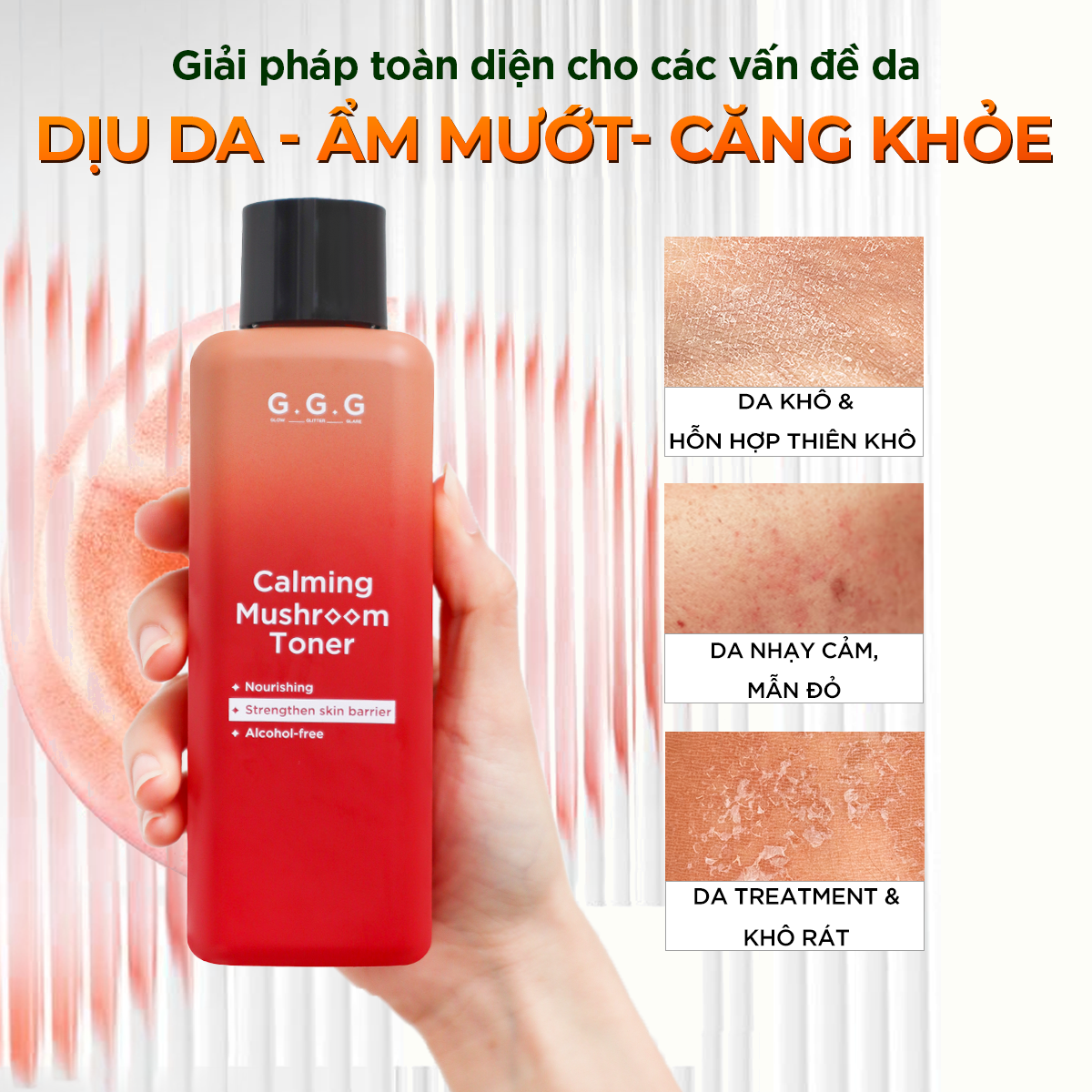 Toner Nấm Cấp Ẩm Dịu Da Calming Mushroom Toner 200ml – G.G.G Cosmetics