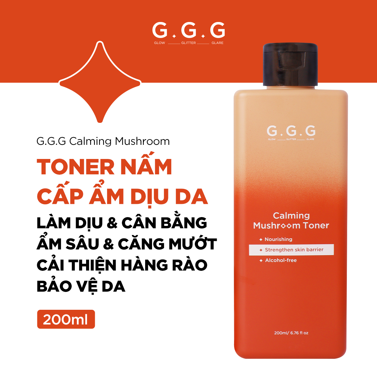 Toner Nấm Cấp Ẩm Dịu Da Calming Mushroom Toner 200ml – G.G.G Cosmetics