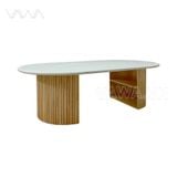 Bàn trà Rustic nan gỗ mặt đá có ngăn Autumn – VAWA.VN