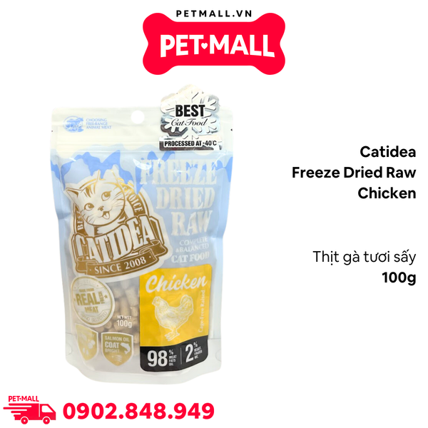 Thức ăn mèo Catidea Freeze Dried Raw Chicken 100g - Thịt gà tươi sấy d - Petmall.vn – Dịch Vụ ...