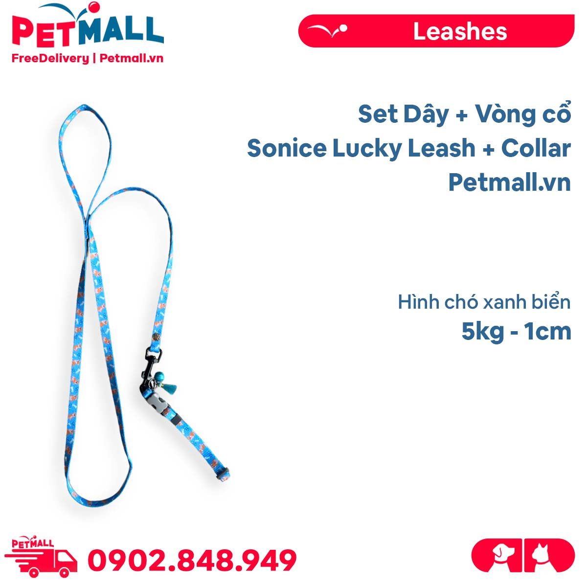 Set Dây + Vòng cổ Sonice Lucky Leash + Collar 5kg - 1cm Hình chó xanh – Petmall.vn – Dịch Vụ Tốt ...