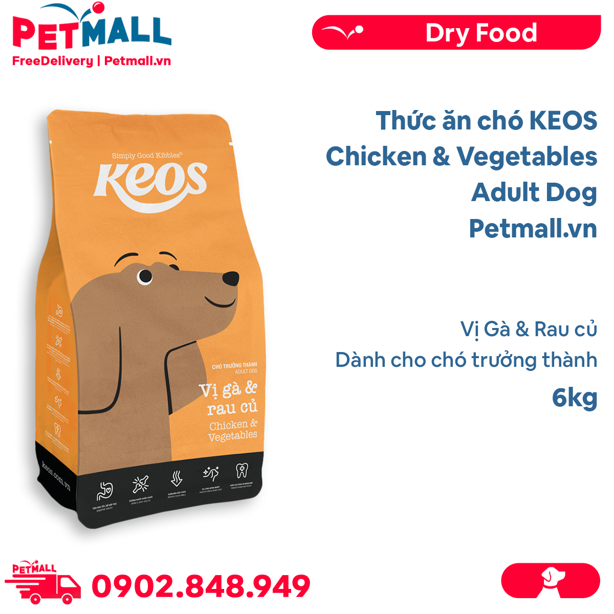 6KG - Thức ăn chó KEOS Chicken & Vegetables Adult Dog - Vị Gà & Rau củ - Petmall.vn – Dịch Vụ ...